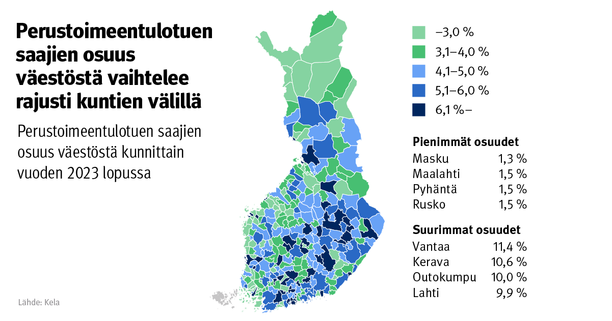 Näissä Suomen kunnissa perustoimeentulotuki on yleisintä – Kela ...